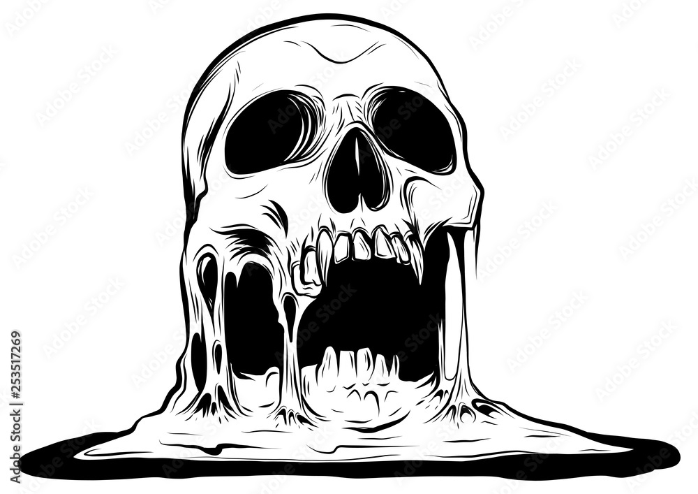 skull that is melting vector drawing illustration 素材庫向量圖 | Adobe Stock