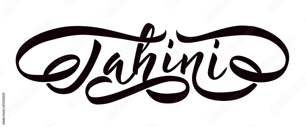 Tahini - vector hand lettering Black inscription on white background ...