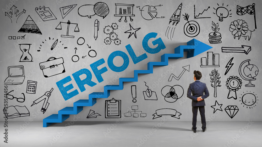 Erfolg Konzept mit Geschäftsmann und Treppe Stock Illustration | Adobe ...