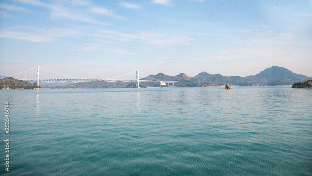 Beautiful landscape of the Seto Inland Sea and Innoshima Bridge in the ...