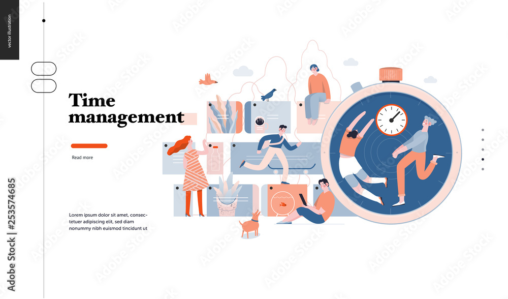 Technology 3 -Time management - modern flat vector concept digital ...