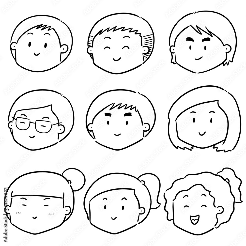 vector set of cartoon face Stock Vector | Adobe Stock