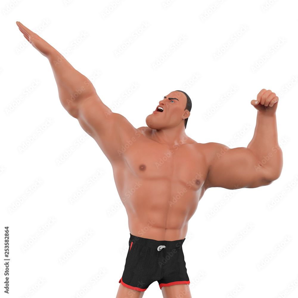 muscle man cartoon in an white background Stock Illustration | Adobe Stock