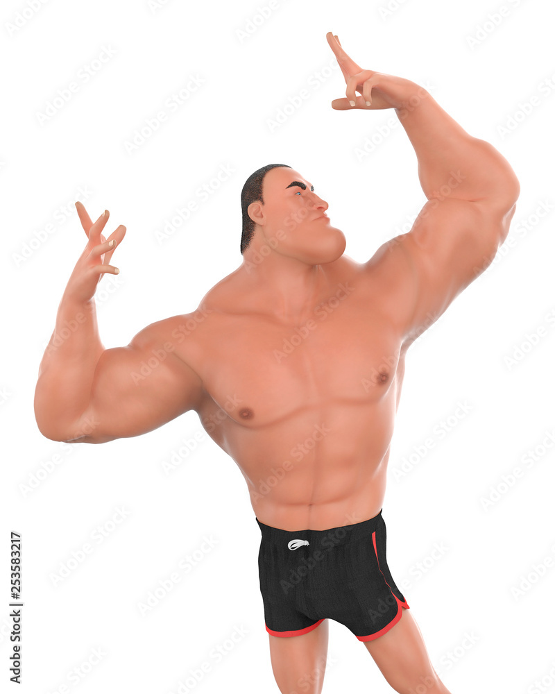 muscle man cartoon in an white background Stock Illustration | Adobe Stock