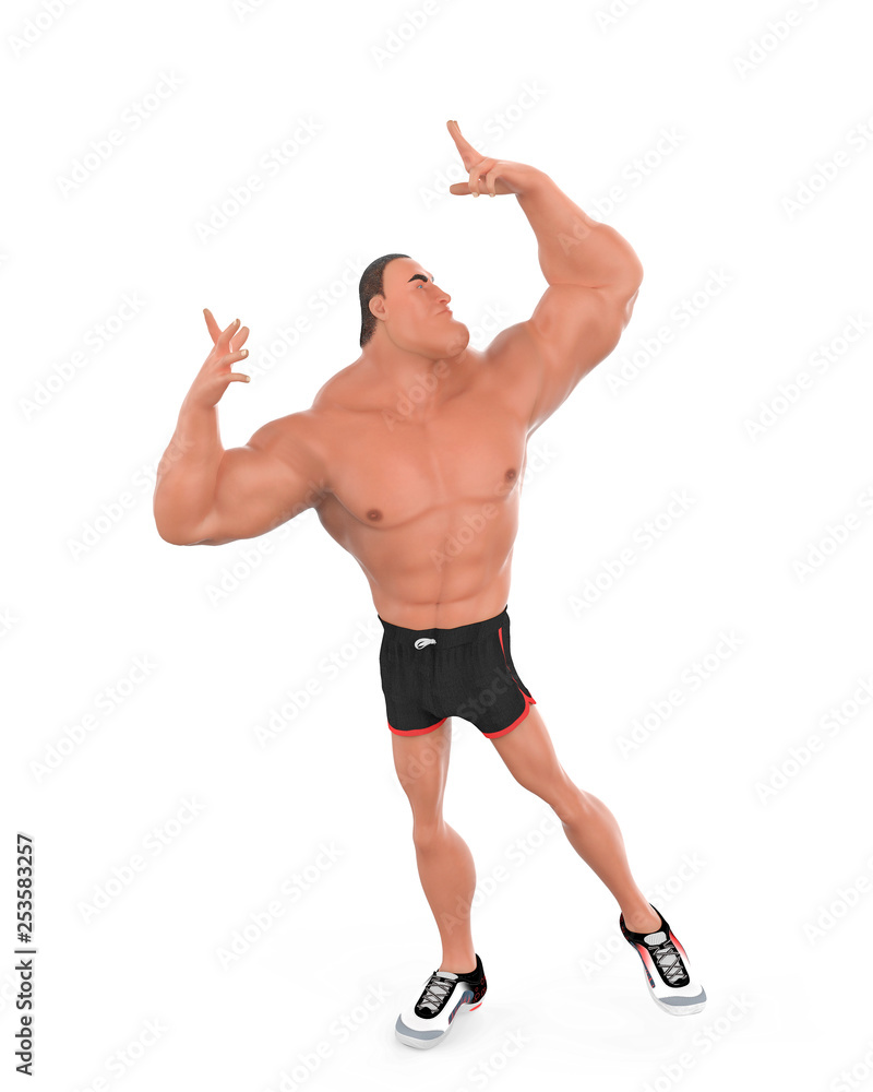 muscle man cartoon in an white background Stock Illustration | Adobe Stock
