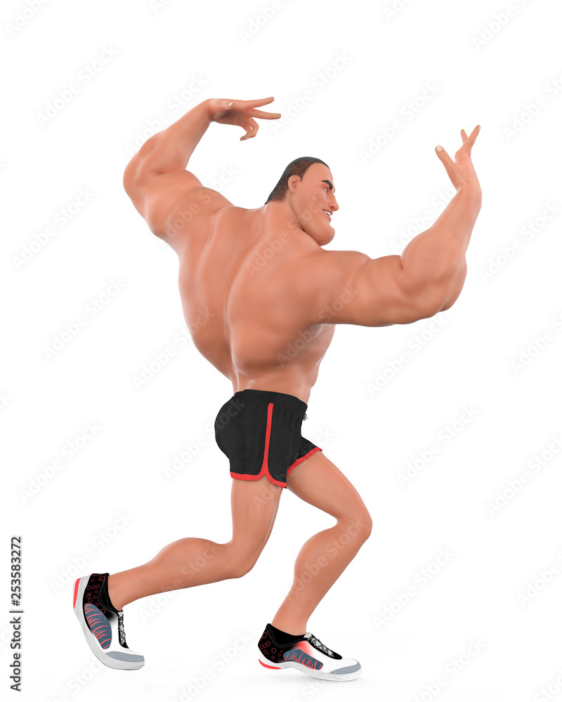 muscle man cartoon in an white background Stock Illustration | Adobe Stock
