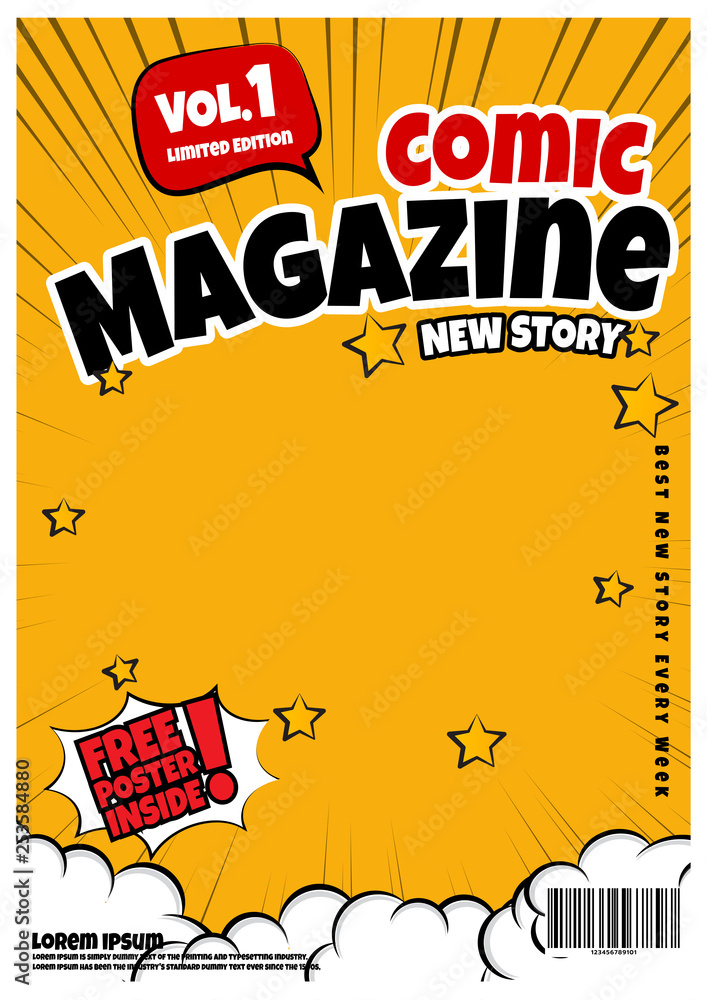 comic book page template design. Magazine cover Stock Vector | Adobe Stock