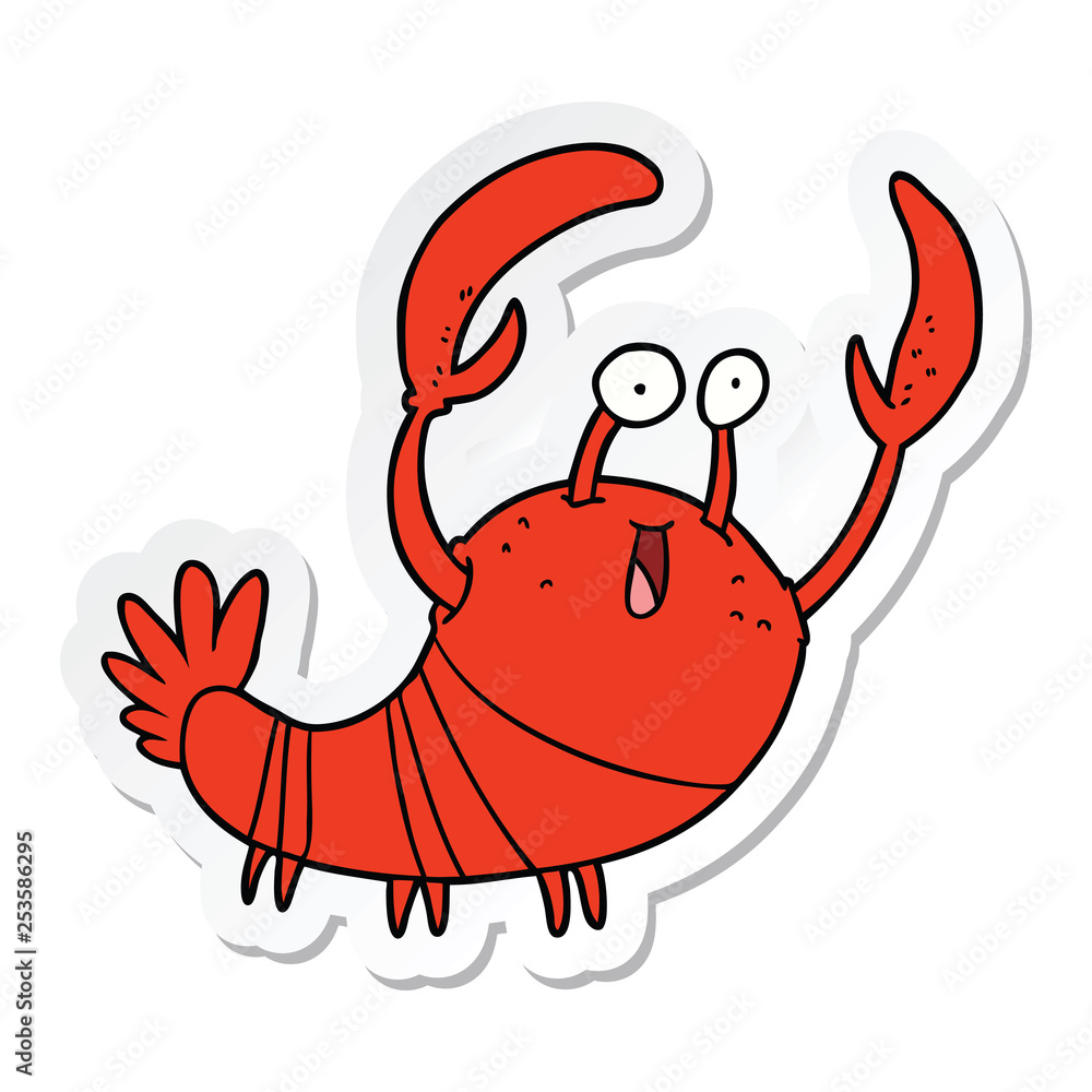 sticker of a cartoon lobster Stock Vector | Adobe Stock
