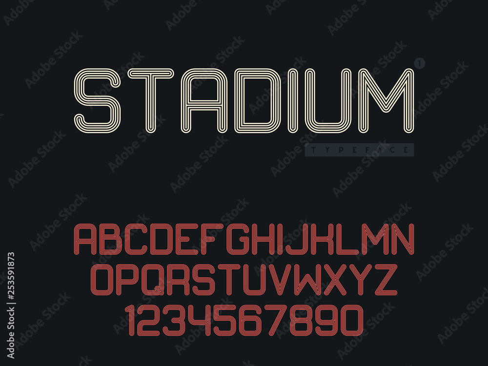 Vector linear uppercase font. Latin alphabet letters and numbers Stock ... Vector linear uppercase font. Latin alphabet letters and numbers Stock ...