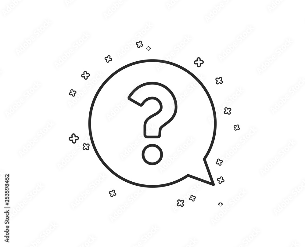Question mark line icon. Help speech bubble sign. FAQ symbol. Geometric ...