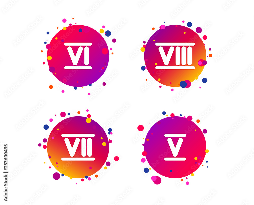 Roman numeral icons. 5, 6, 7 and 8 digit characters. Ancient Rome ...