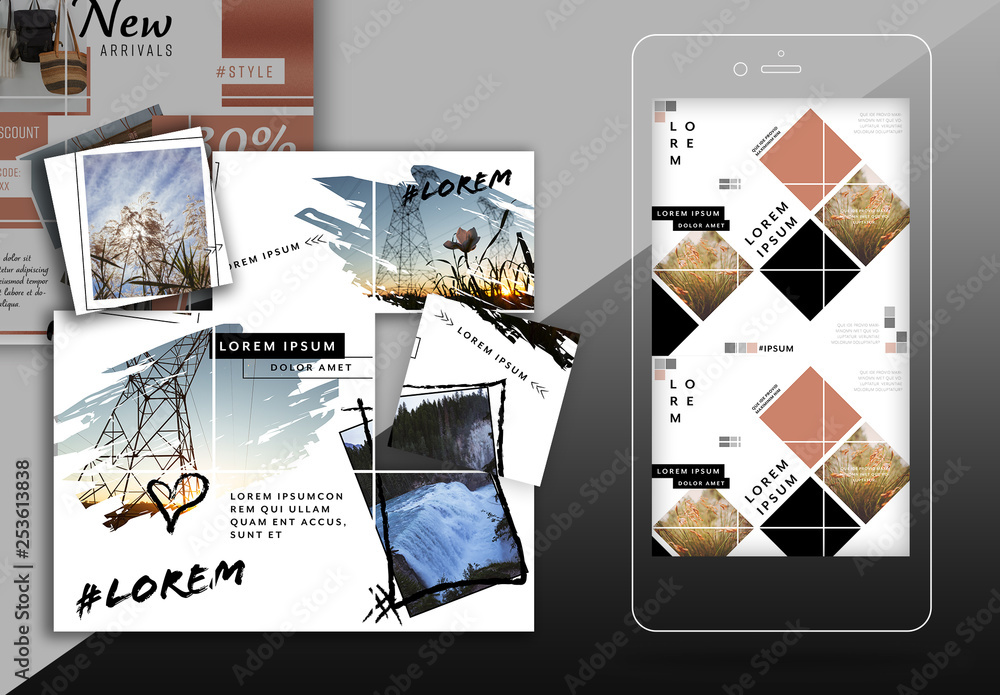 Social Media Large Grid Layout Set Stock Template | Adobe Stock