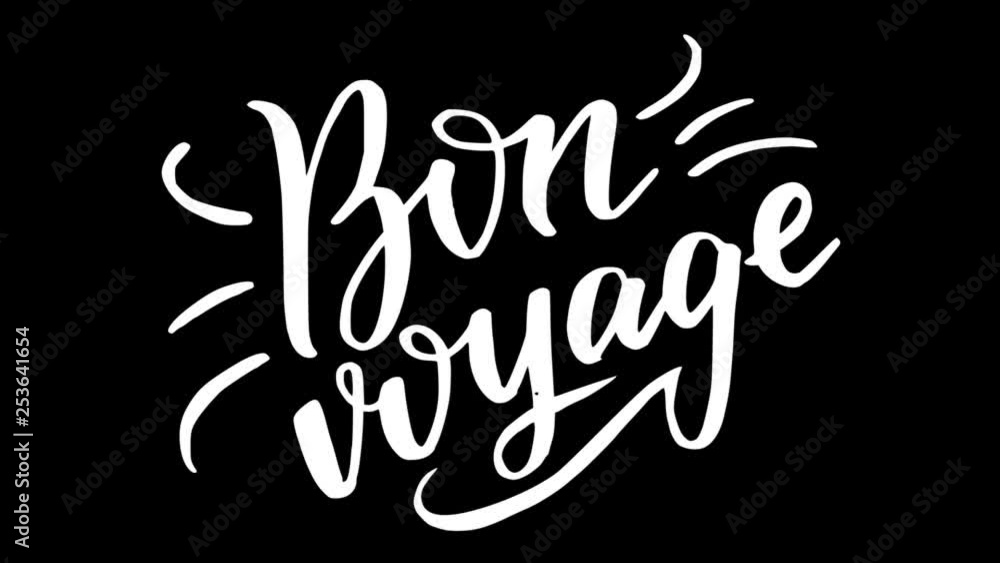 Bon voyage motion graphic handwriting text with decorative elements ...