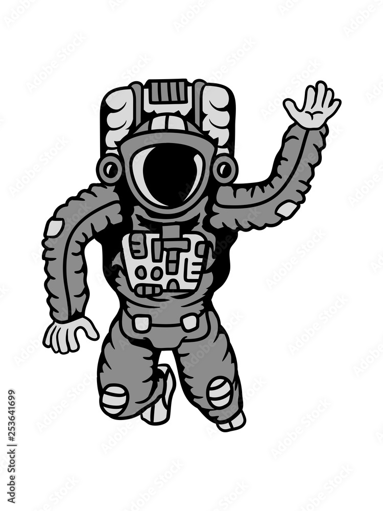 winkender astronaut weltall kosmonaut raumfahrer raumschiff rakete ...