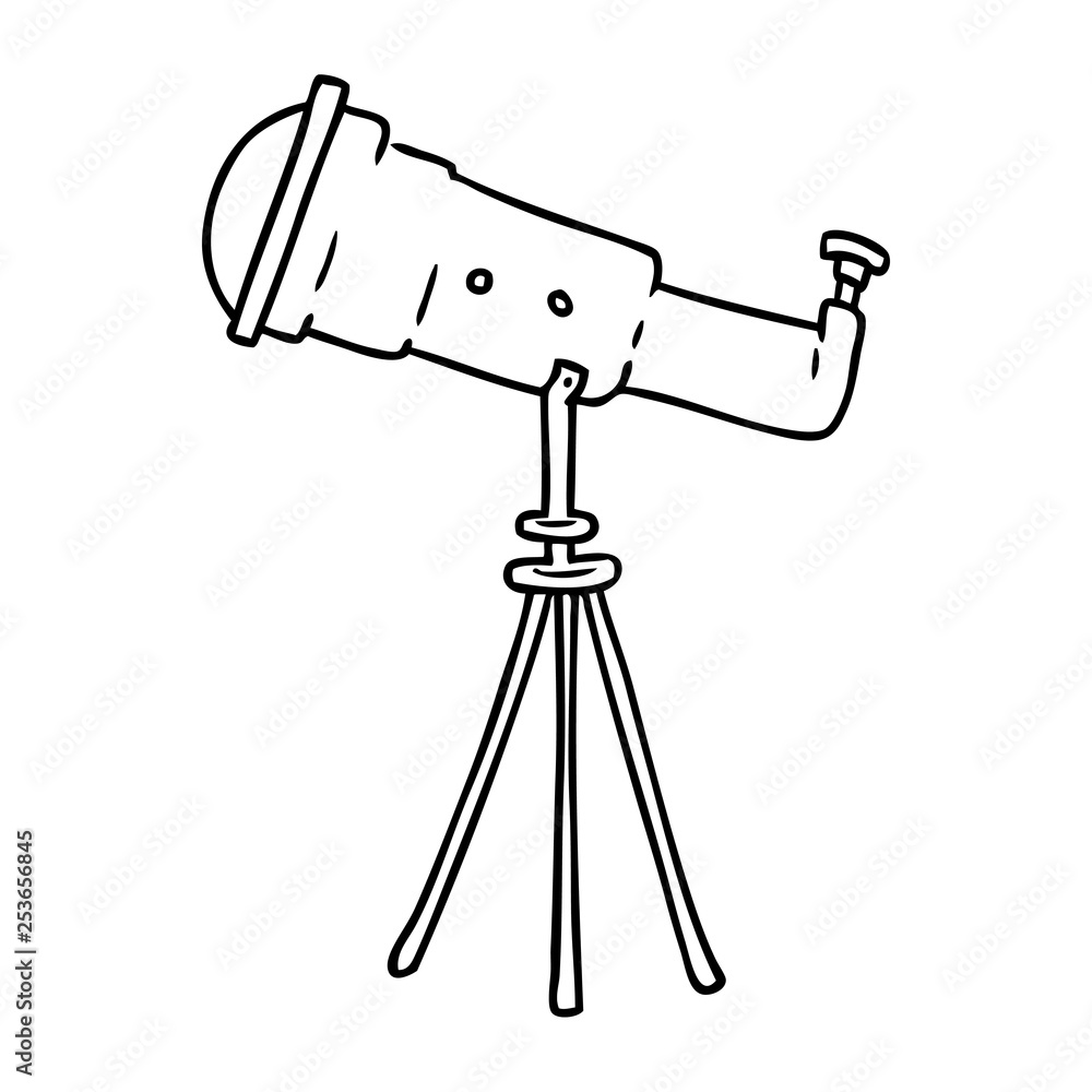 line drawing doodle of a large telescope Stock Vector | Adobe Stock