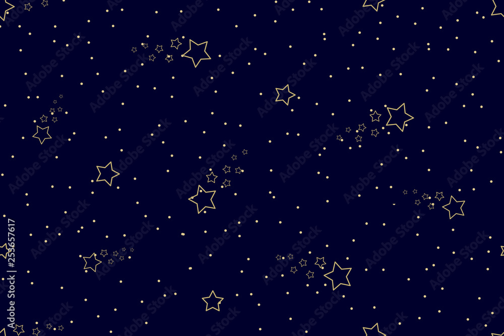 Seamless night sky pattern with shining stars and midnight blue ...