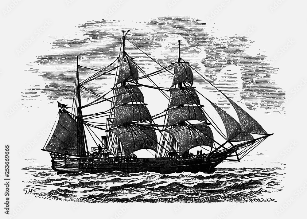 Vintage ship illustration Stock Vector | Adobe Stock