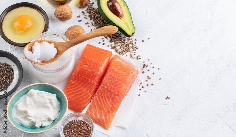 Selection of healthy fat sources Stock Photo | Adobe Stock