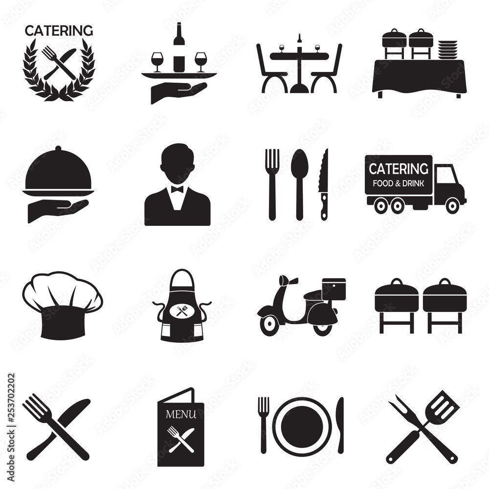 Catering Icons. Black Flat Design. Vector Illustration. Stock Vector ...