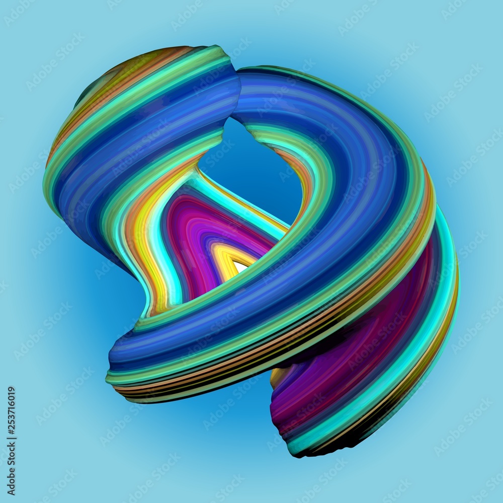 Colorful three-dimensional, digital art, graphic design, abstract style ...