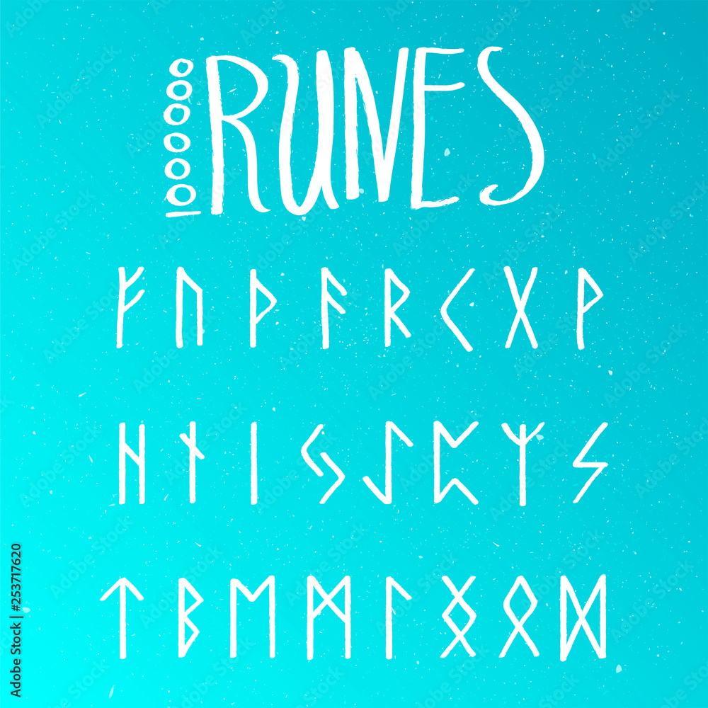 Set of Old Norse Scandinavian runes. Runic alphabet, futhark. Stock ...