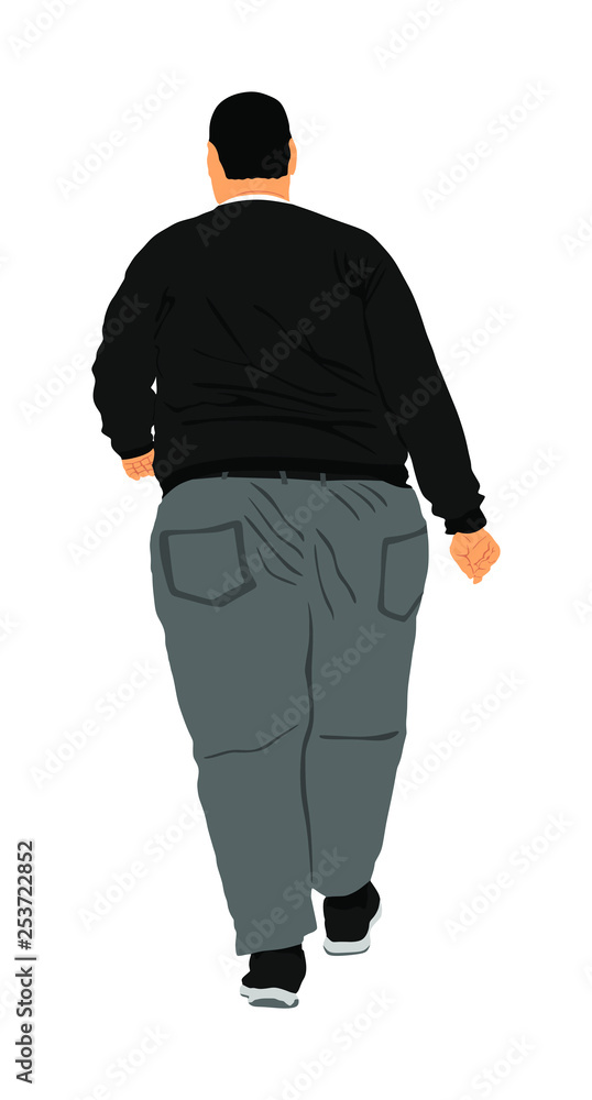 Fat man is worry about health vector illustration isolated on white ...