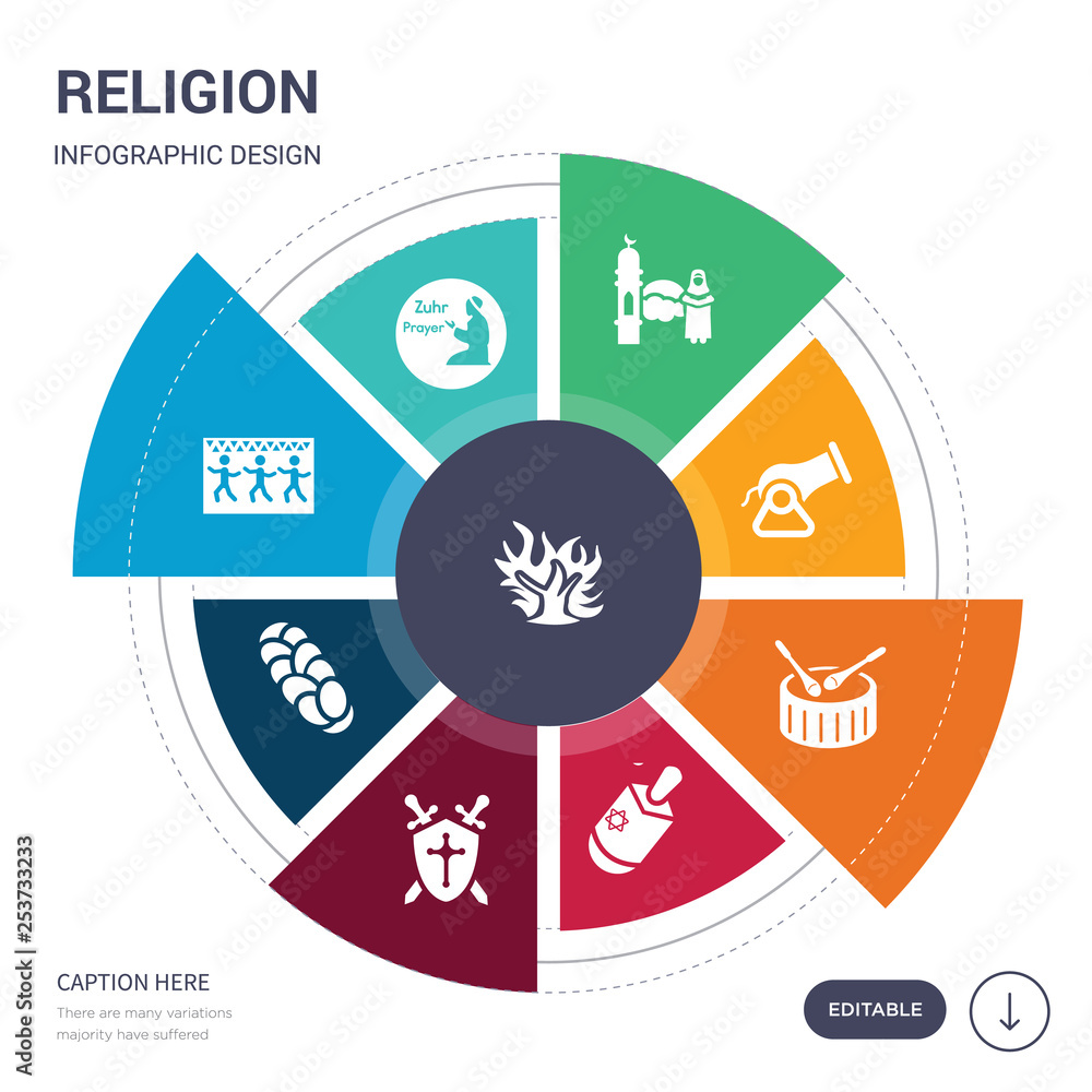 set of 9 simple religion vector icons. contains such as burning bush ...