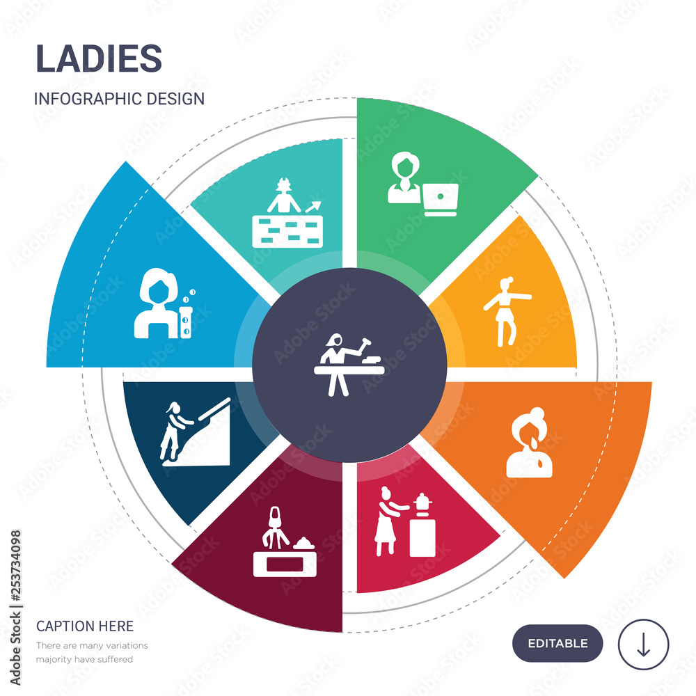 set of 9 simple ladies vector icons. contains such as woman blacksmith ...