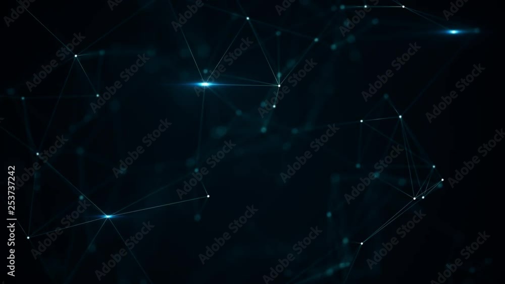 3D render abstract plexus shapes with optical flares. Connection and web concept. Digital ...