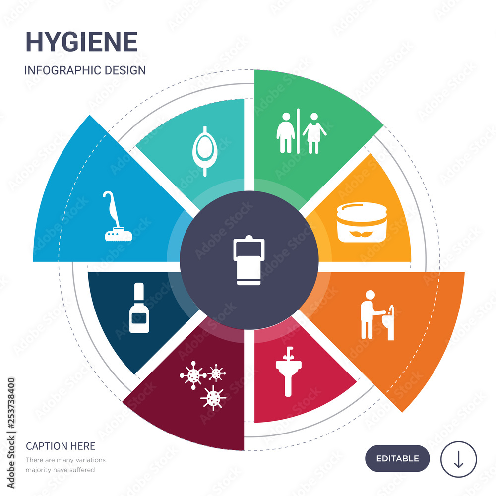set of 9 simple hygiene vector icons. contains such as towel, urinal ...