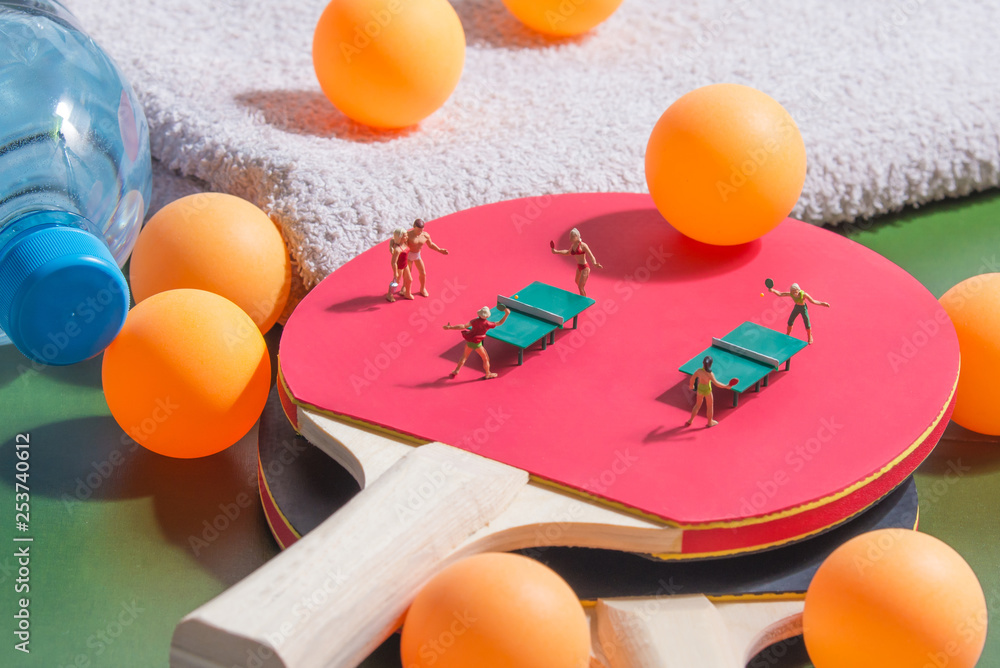 Little figurine plat table tenis. Ping pong. Stock Photo | Adobe Stock