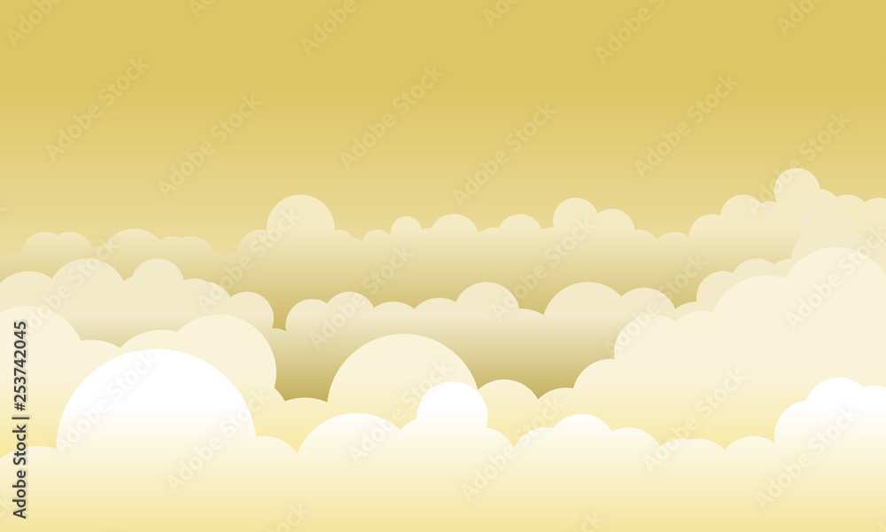 Cartoon Golden yellow light Cloud sky vector illustration Stock Vector ...