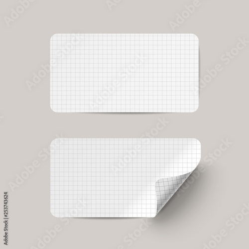 Vector white realistic graph paper with curved corner on transparent ...