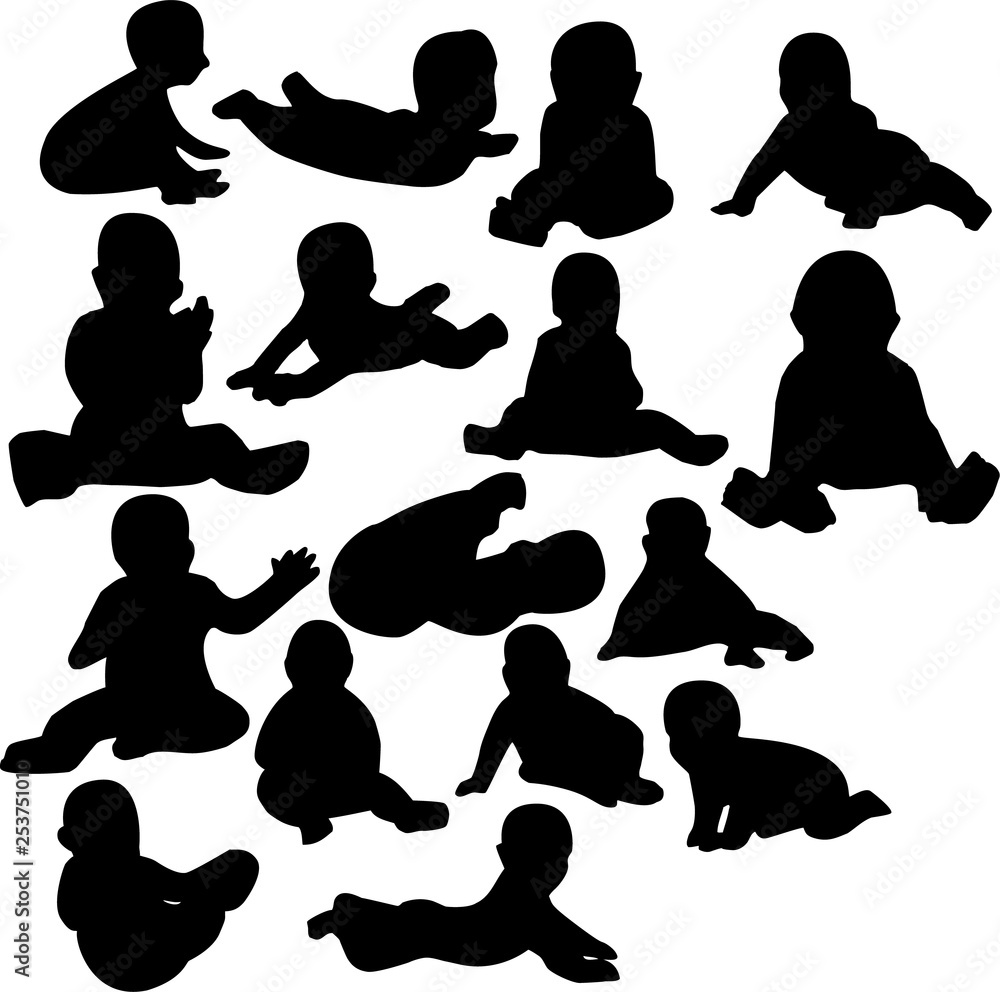 Baby silhouette Vector illustration set Stock Vector | Adobe Stock