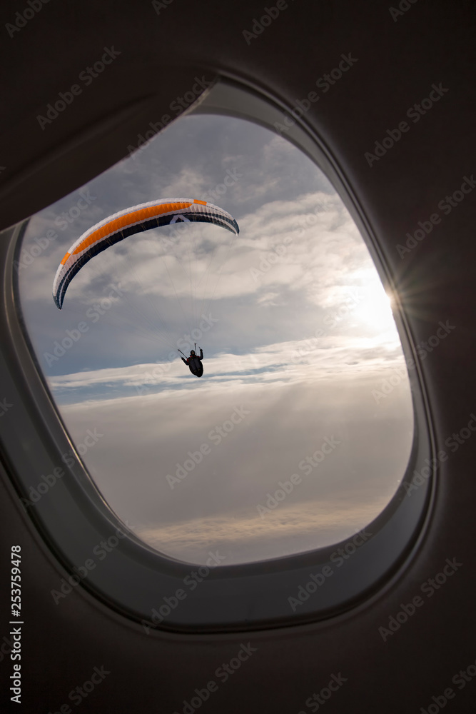 Clouds and sky as seen through window of an aircraft Stock Photo ...