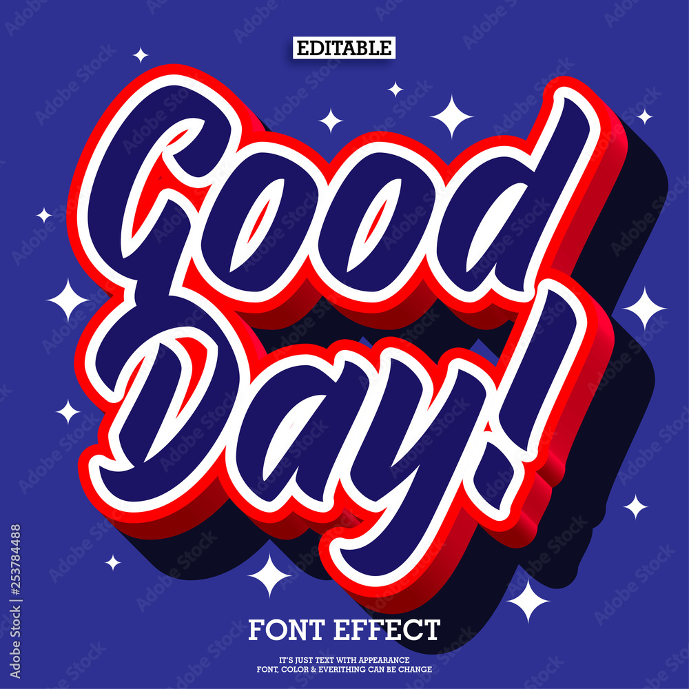 3d pop good day text effect for poster design element Stock Vector ...