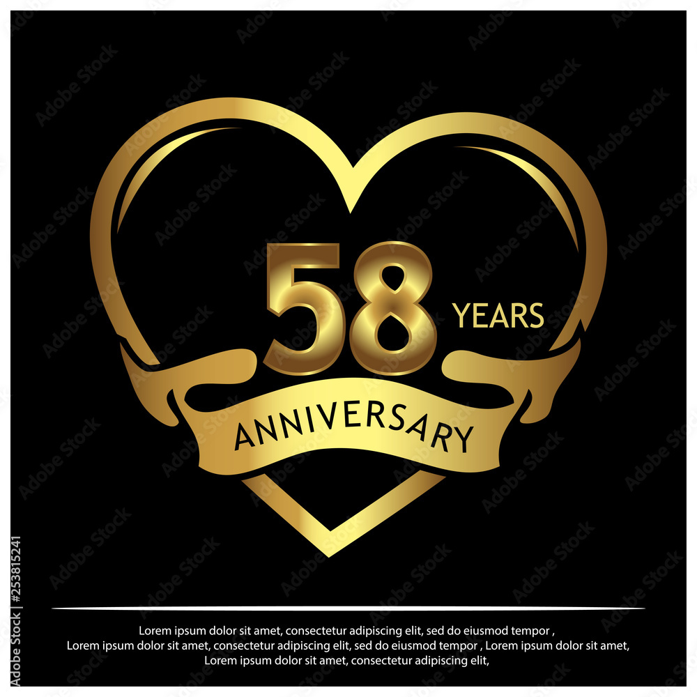 58 years anniversary golden. anniversary template design for web, game ...