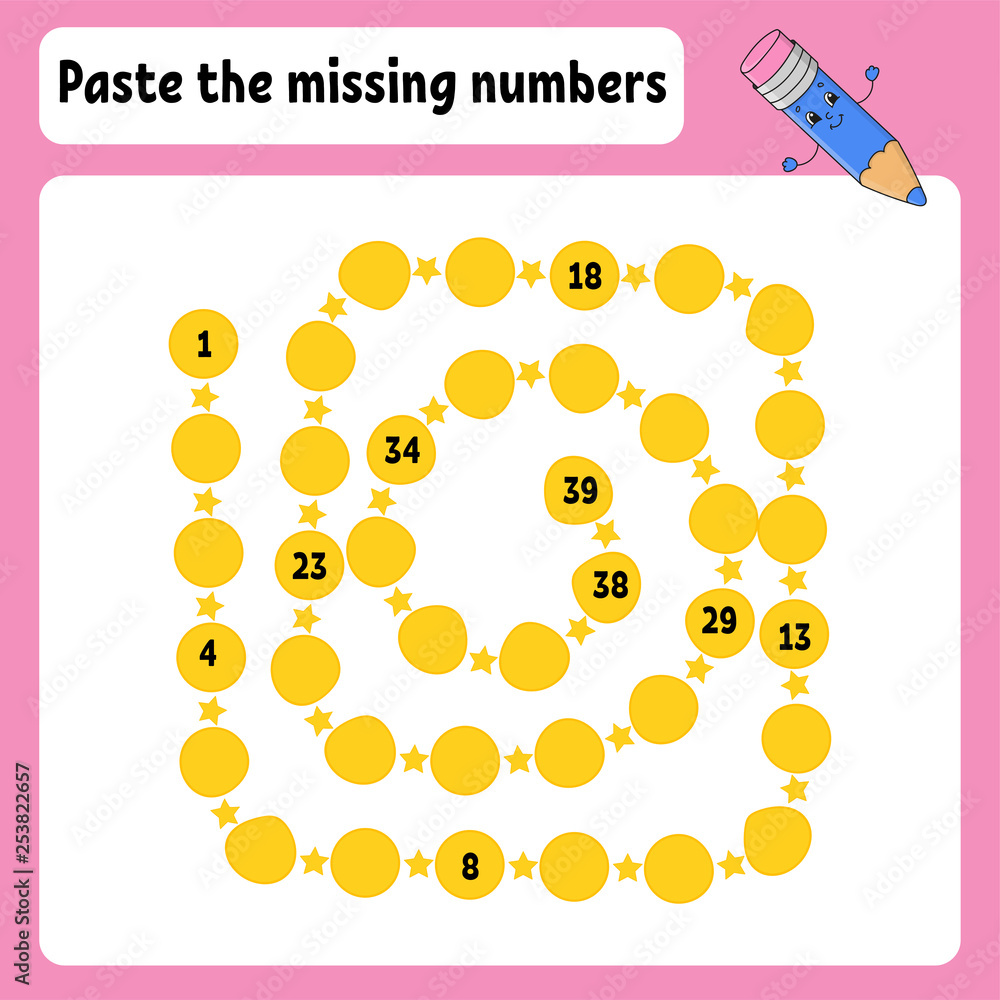 Paste the missing numbers. Handwriting practice. Learning numbers for ...