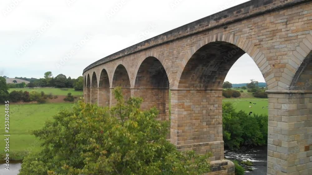 Viaduct above River Reveals Beautiful Scenary and Landscape Cinematic ...