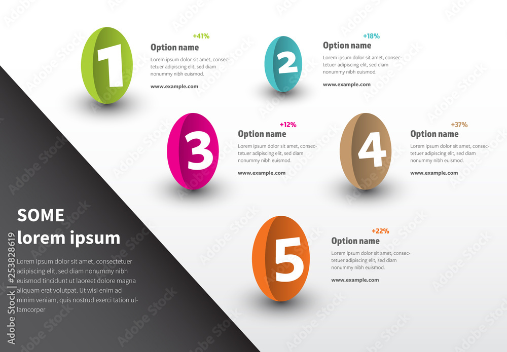 Infographic with 5 Sections Stock Template | Adobe Stock