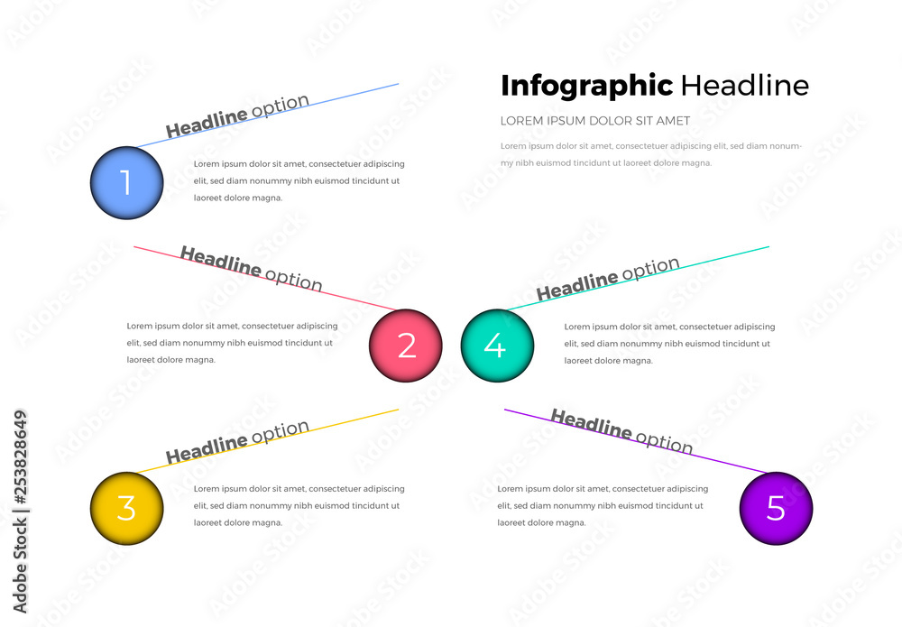 Infographic with 5 Circles Stock Template | Adobe Stock