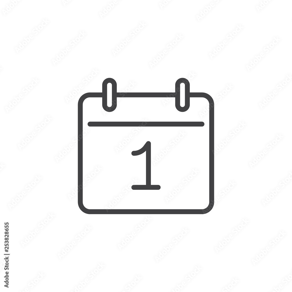 Day 1 calendar line icon. linear style sign for mobile concept and web ...