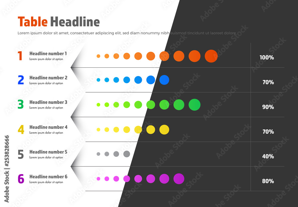 Infographic with 6 Progress Bars Stock Template | Adobe Stock