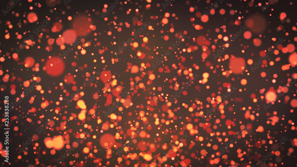 Orange & red particles background, dust particles with real lens flare ...