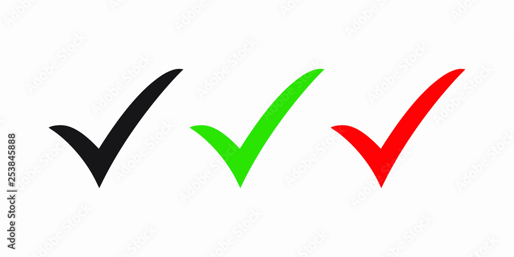 Set of colored check mark icon. Tick symbol, tick icon vector ...