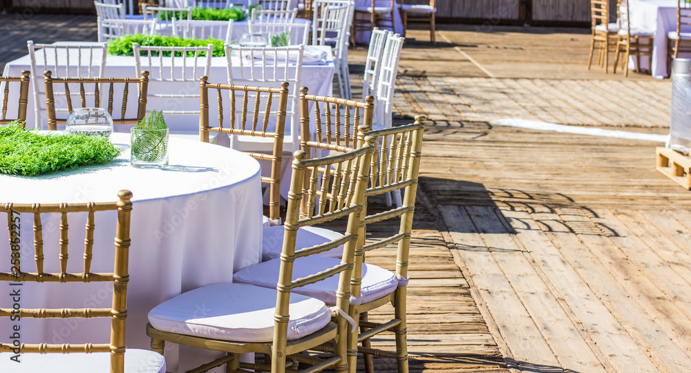 wedding bright pastel and white terrace exterior outdoor environment ...