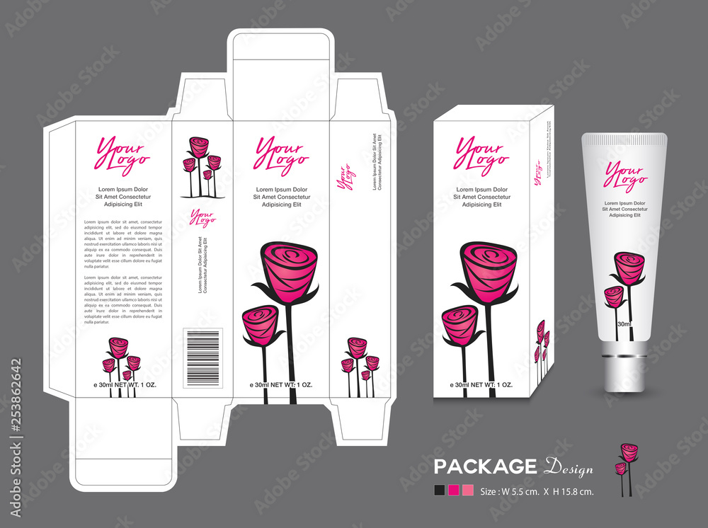 Vetor de Beauty Packaging template, 3d Box cosmetics, product design ...