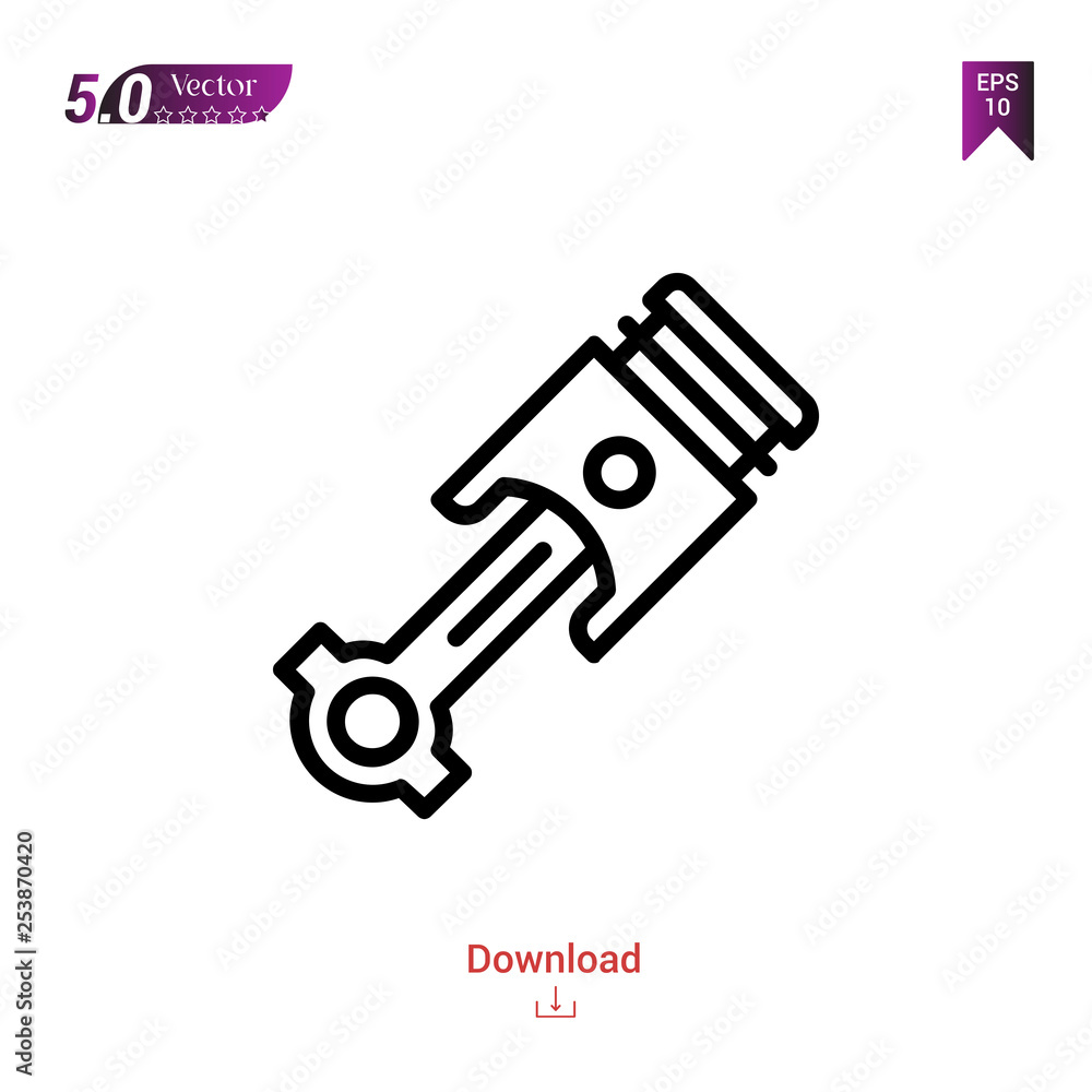 Outline piston car icon isolated on white background. Line pictogram ...