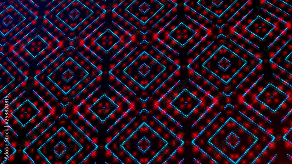 Animated light shining dots square shapes. Bright shining blue and red ...