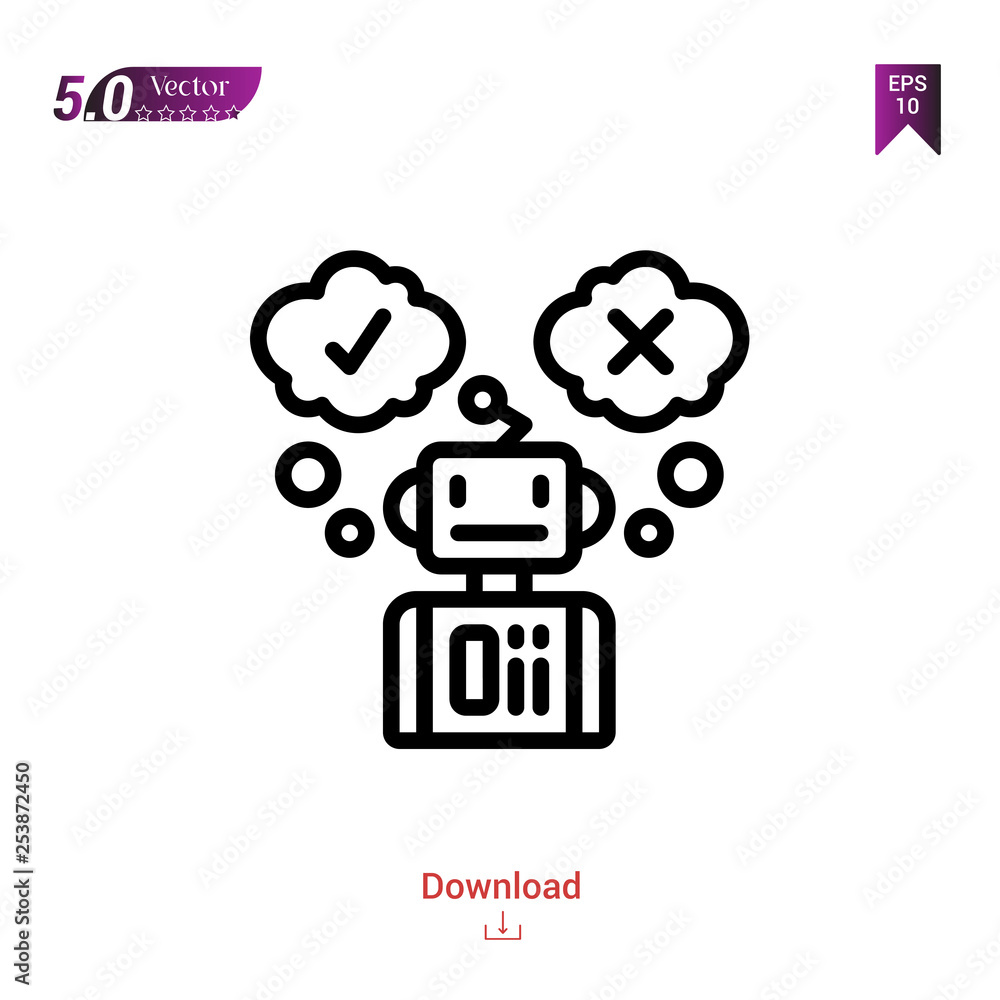 Outline robot icon isolated on white background. Line pictogram ...